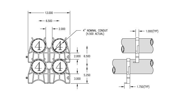 Underground Devices | Underground Devices Duct Combo Spacers 4 in PVC ...