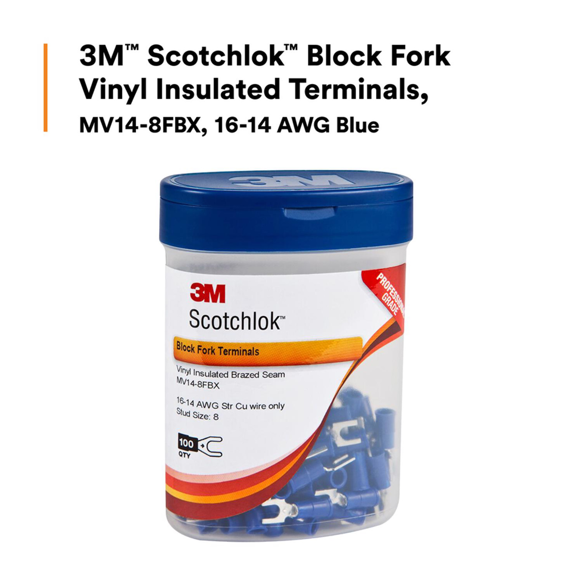 3M | 3M Insulated Block Fork Terminals 16 - 14 AWG Brazed Seam Barrel ...