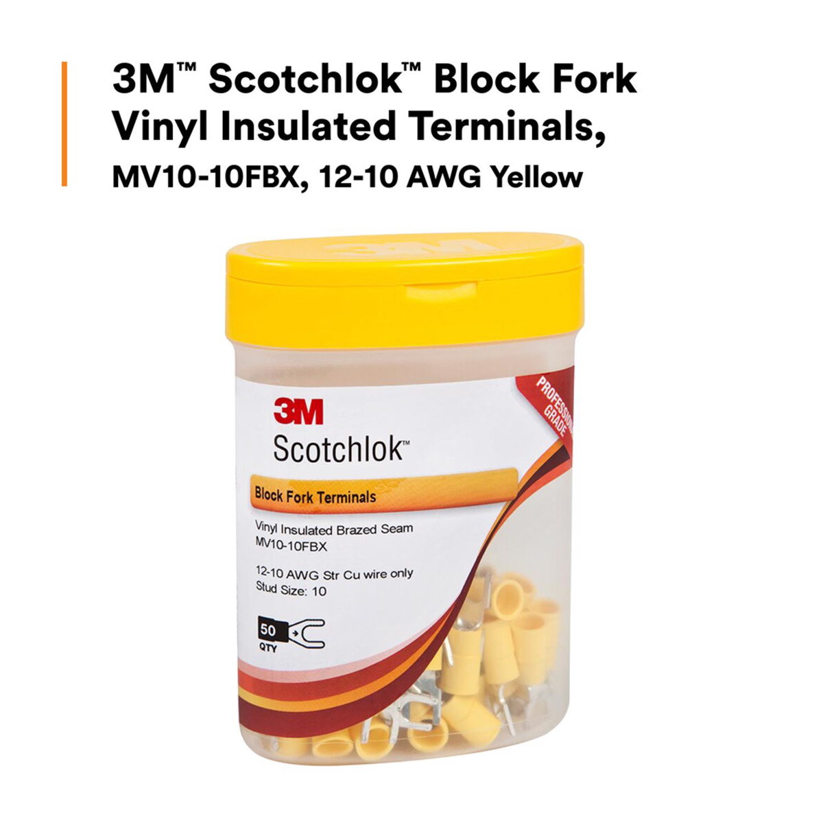 3M | 3M Insulated Block Fork Terminals 12 - 10 AWG Brazed Seam Barrel ...